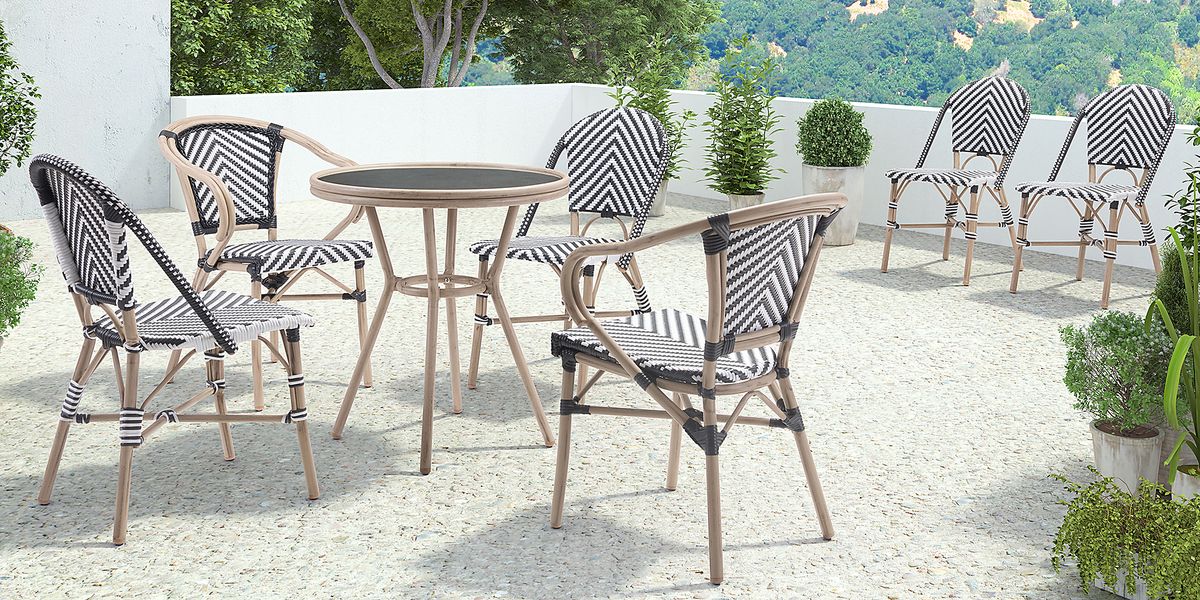 Miki Bay 7 Pc Black Black,Colors Polyester Fabric Outdoor Dining Set ...