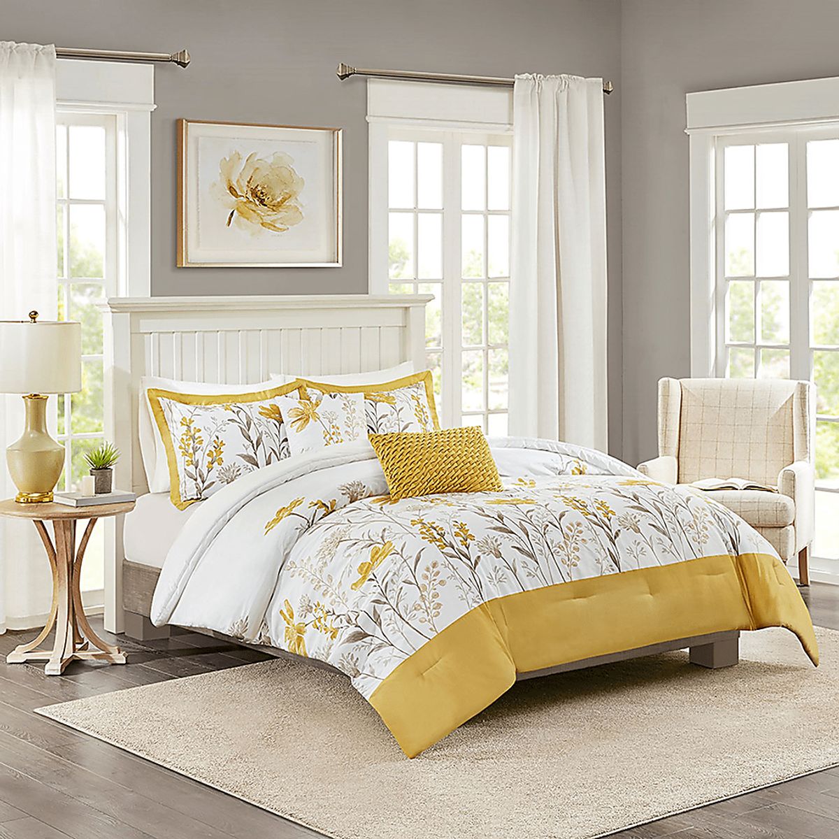 Milaia Yellow 5 Pc King Comforter Set | Rooms to Go