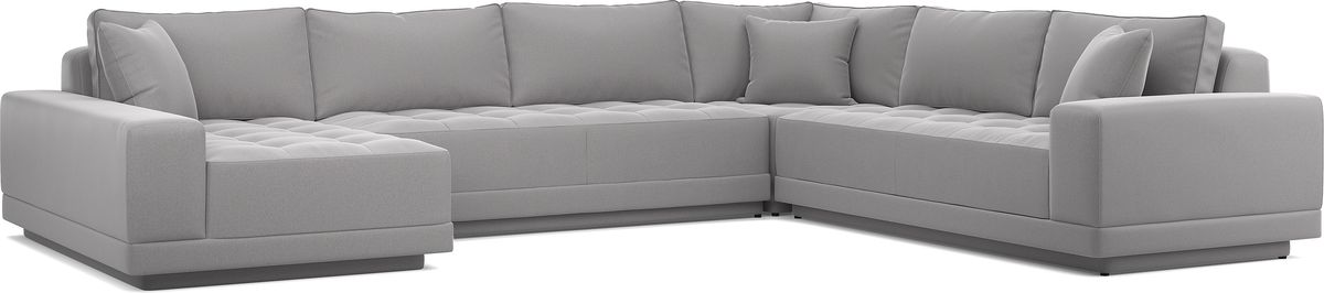 Drew & Jonathan Milano Smoke Gray Polyester Fabric 4 Pc Left Arm Chaise ...