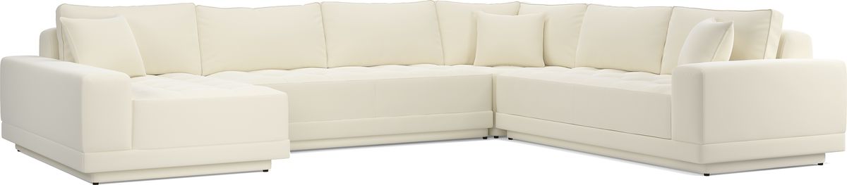 Drew & Jonathan Milano White Polyester,Polyurethane Fabric 4 Pc Left ...