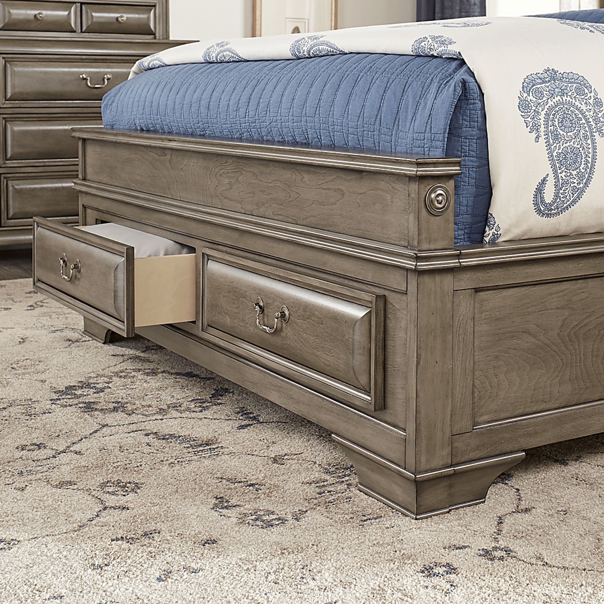 Mill Valley II Gray 3 Pc King Sleigh Bed With Storage | Rooms to Go