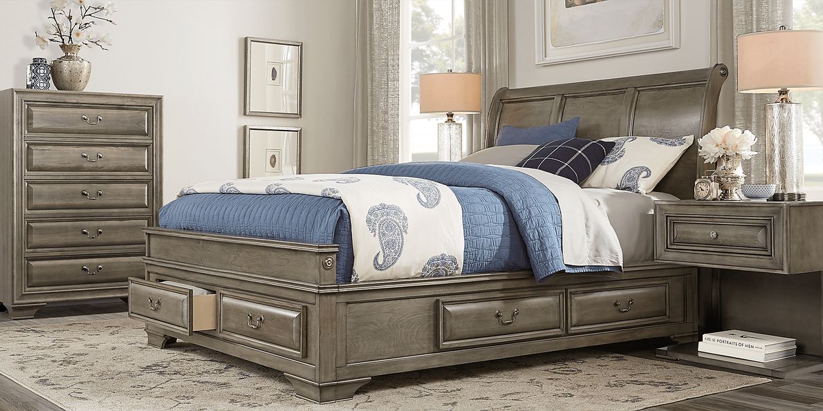 Mill Valley II 5 Pc Gray King Bedroom Set With Chest, 3 Pc King Sleigh ...