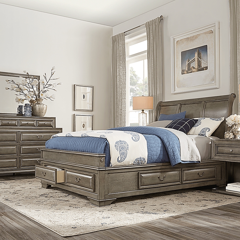 Mill Valley II 5 Pc Gray King Bedroom Set With Dresser, Mirror, 3 Pc ...