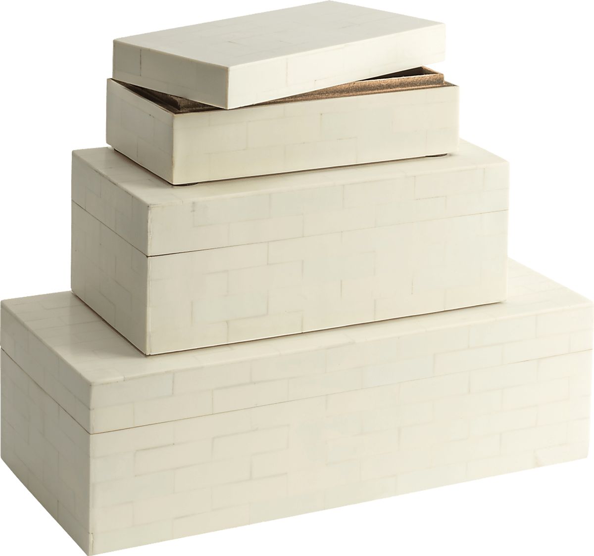 Millvan Natural Light Wood Beige,White Decorative Box, Set Of 3 | Rooms ...