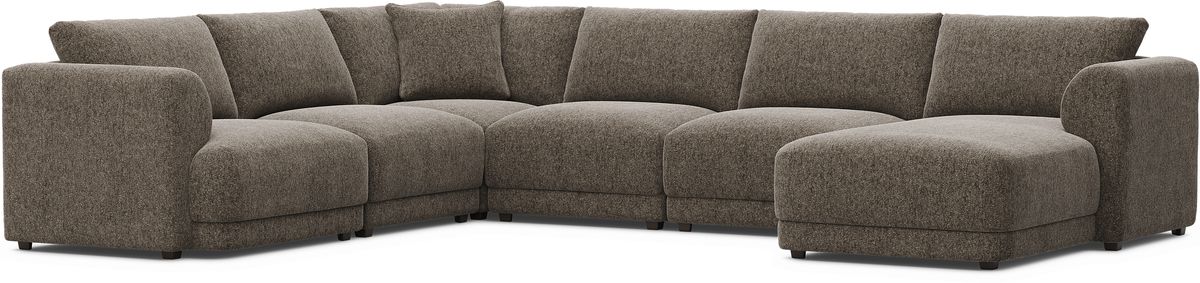 Drew & Jonathan Modularfour Mink Brown Chenille Fabric 6pc With Right ...