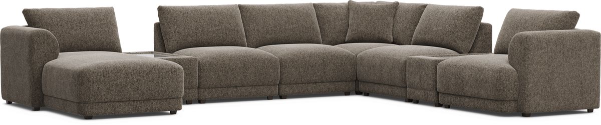 Drew & Jonathan Modularfour Mink Brown Chenille Fabric 8pc With Left ...