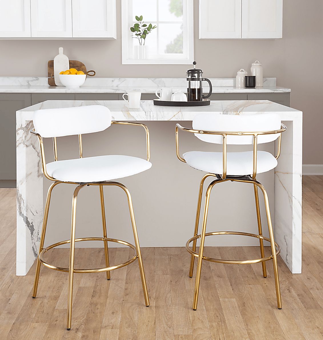 Mirahill I White Counter Height Stool, Set of 2 - Rooms To Go