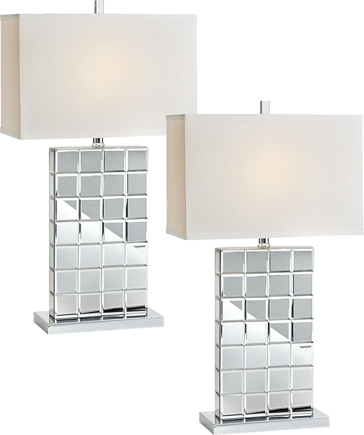 Mirrored 2 Pc Silver Gray Set Of Lamps | Rooms to Go