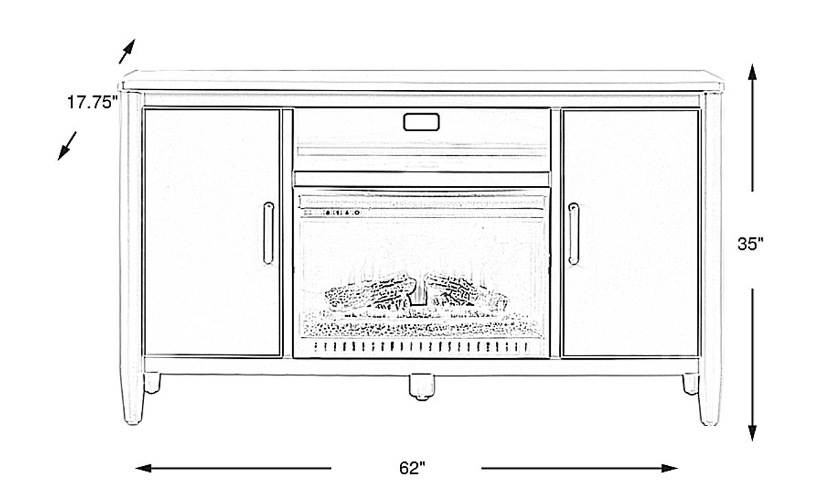 Modern Villa Iron Ore Black 62 in. Console With Log Firebox | Rooms to Go