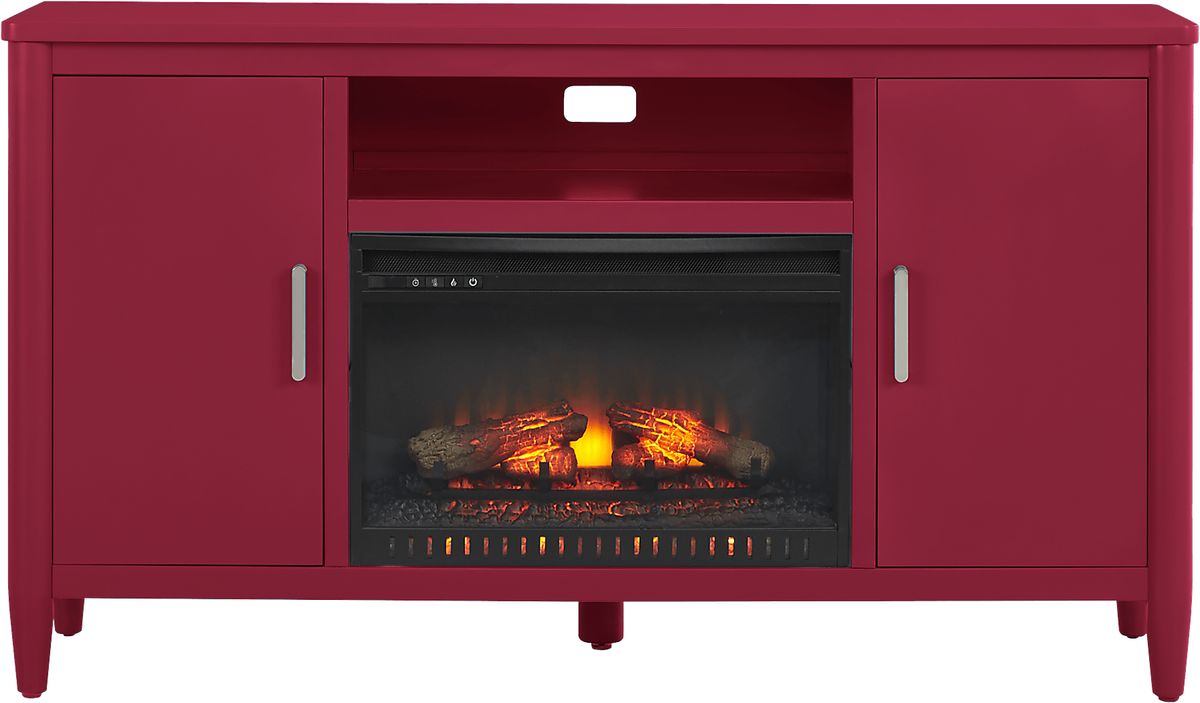 Modern Villa Red Colors 62 in. Console With Log Firebox | Rooms to Go