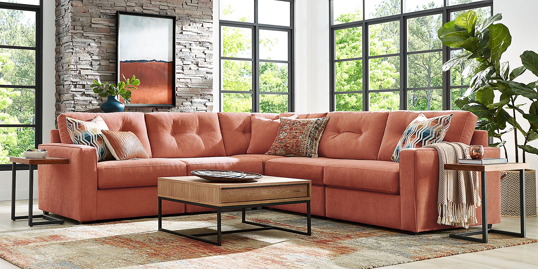 Drew & Jonathan Modularone Copper Brown,Orange,Yellow Chenille Fabric 5 ...