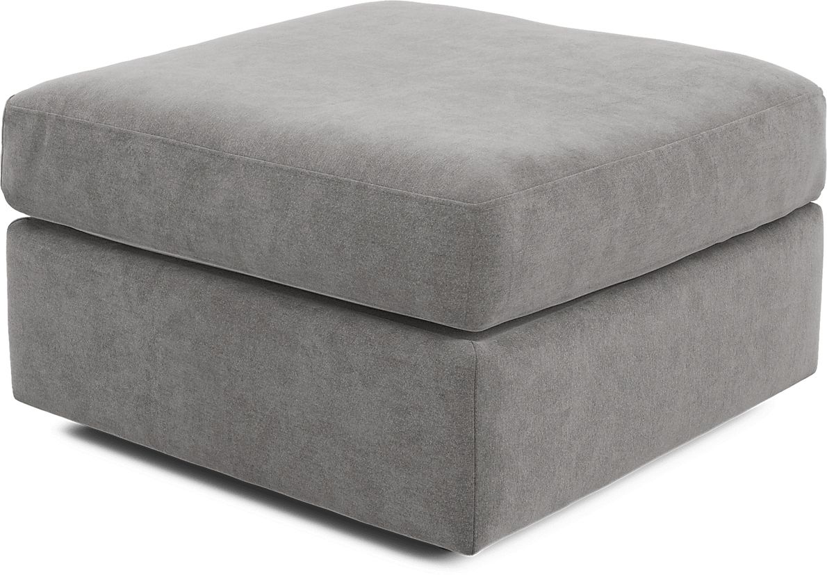 Drew & Jonathan Modularone Gray Chenille Fabric Ottoman - Rooms To Go