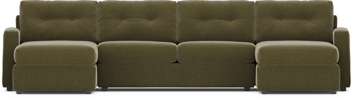 Drew & Jonathan Modularone Moss Green Chenille Fabric 3 Pc Gel Foam ...