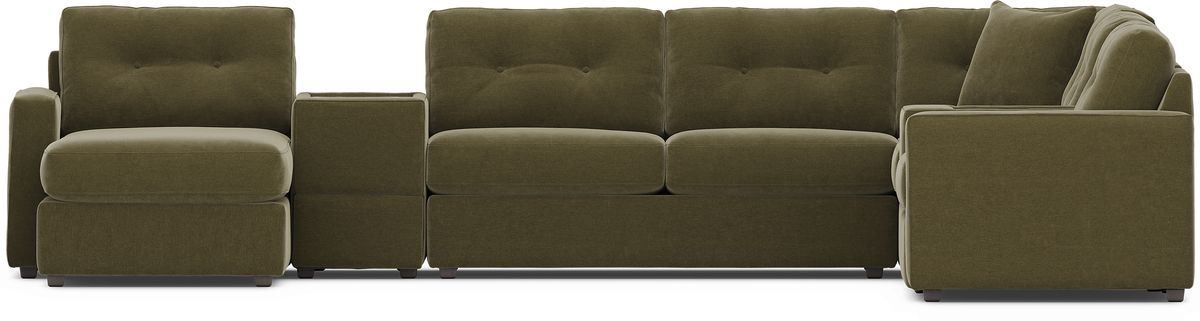 Drew & Jonathan Modularone Moss Green Chenille Fabric 7 Pcchaise Gel ...