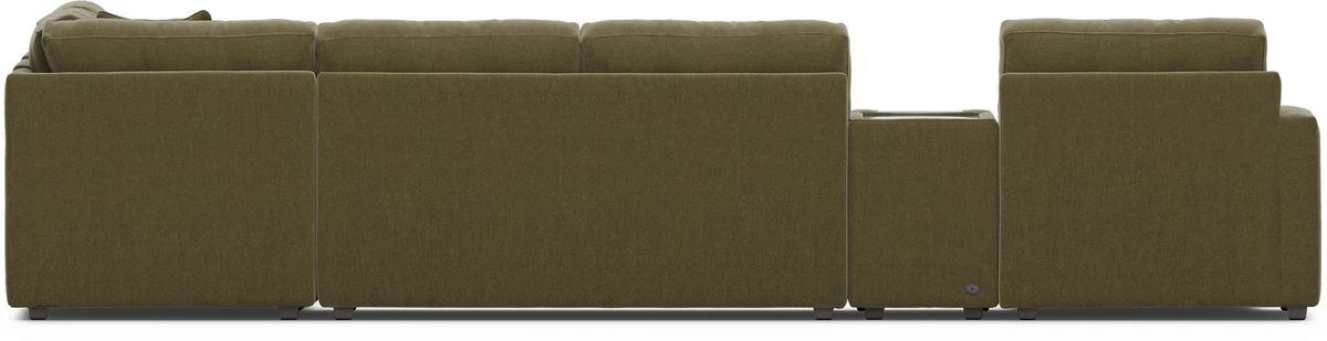 Drew & Jonathan Modularone Moss Green Chenille Fabric 7 Pcmedia Chaise ...