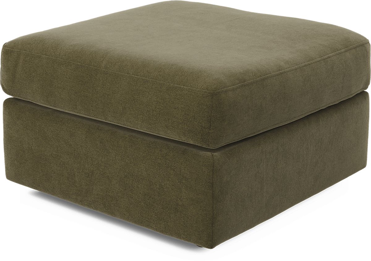 Drew & Jonathan Modularone Moss Green Chenille Fabric Ottoman | Rooms to Go