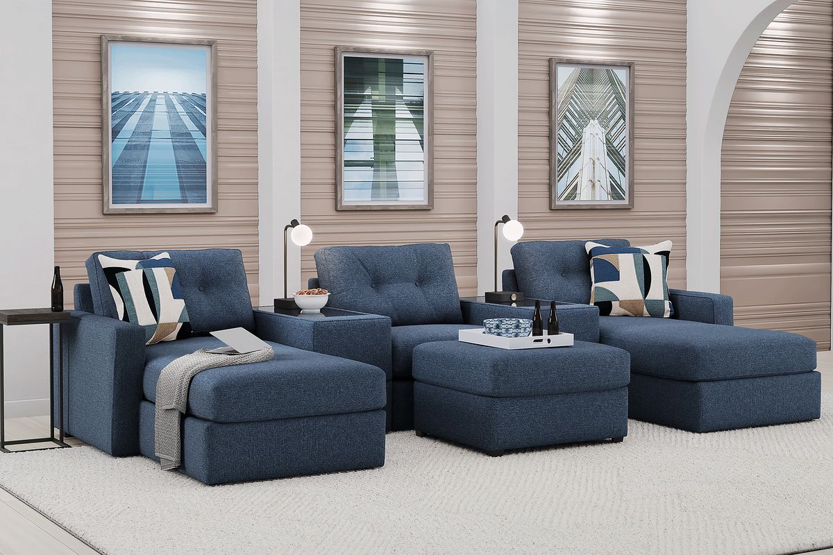 Drew & Jonathan Modularone Navy Blue Textured 6 Pc Modular | Rooms to Go