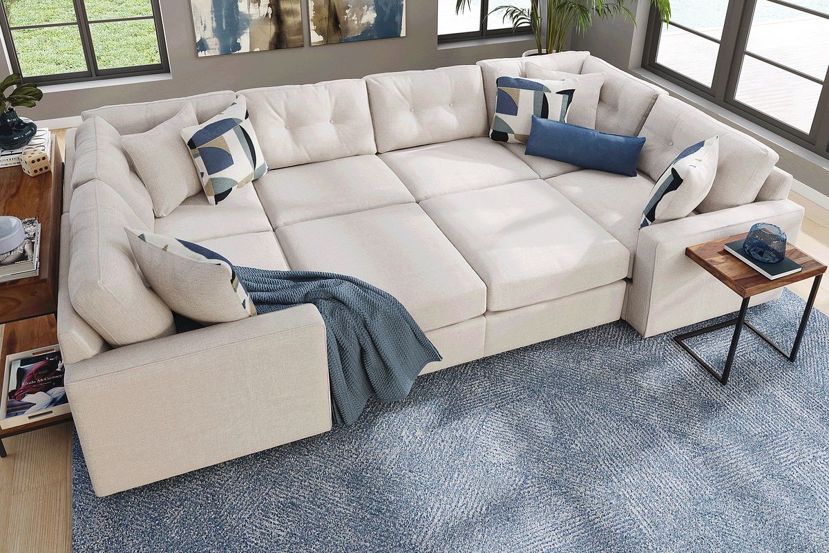 Drew & Jonathan Modularone Oyster Beige Textured 8pc 8 Pc Modular ...