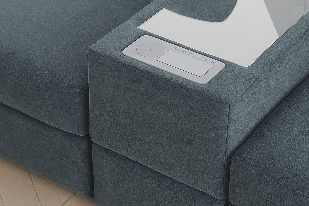 Drew & Jonathan Modularone Teal Blue,Green Chenille Fabric 8 Pc Left ...