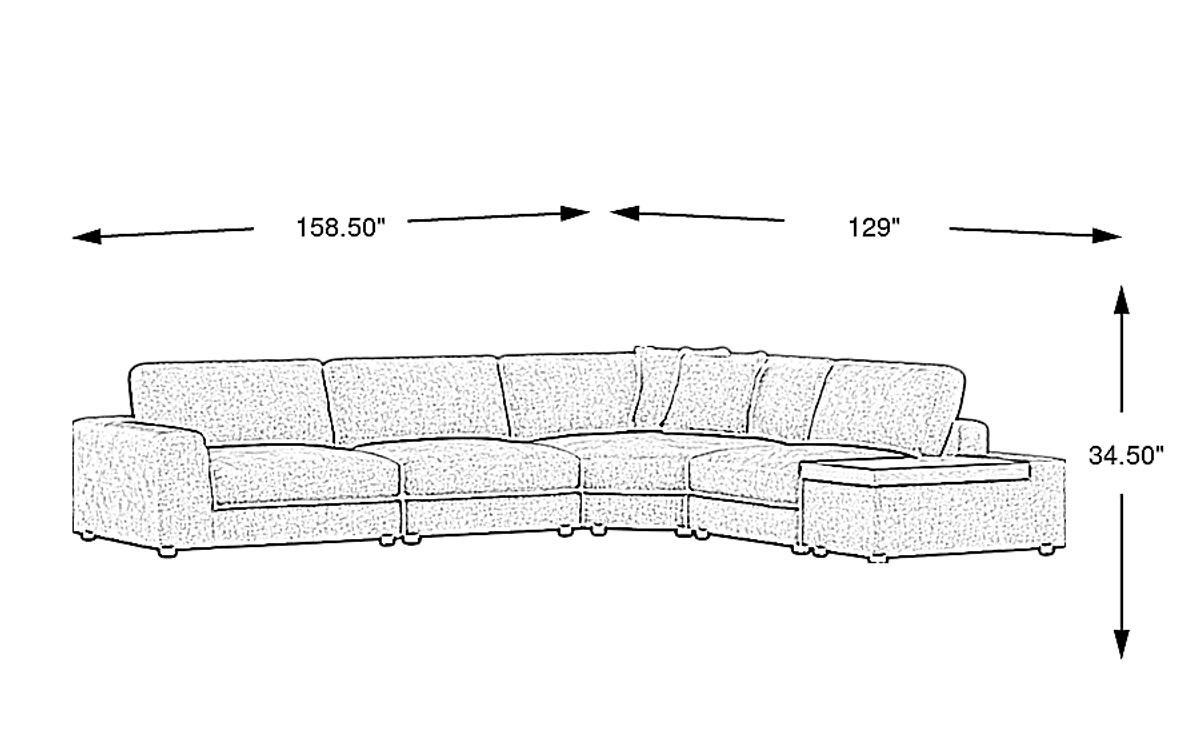 Drew & Jonathan Modularthree Gray Chenille Fabric 5pc Left 5 Pc Modular ...