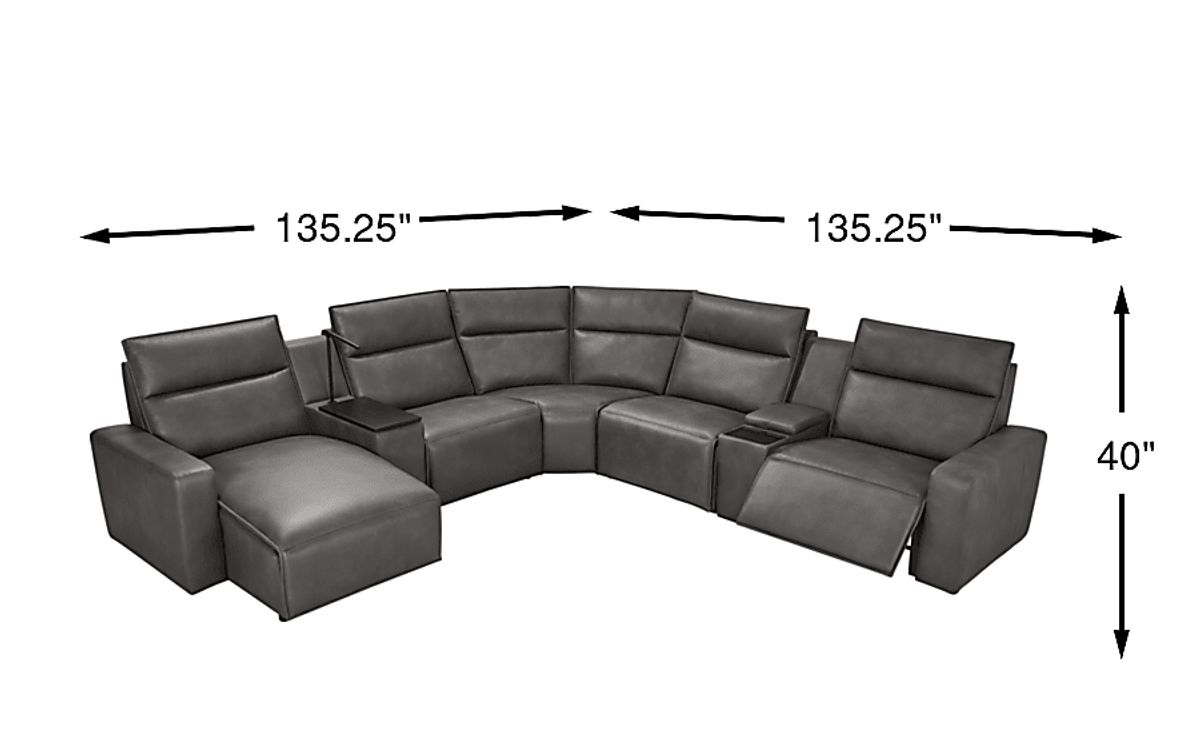Modulartwo Charcoal Black,Gray Microfiber 7 Pc Dual Power Reclining ...