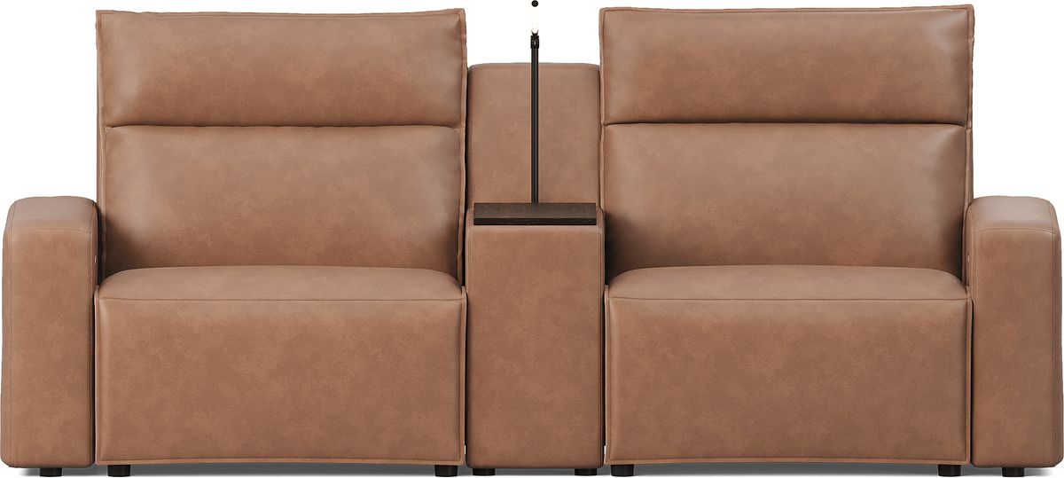 Modulartwo Saddle Brown Microfiber 3 Pc Dual Power Reclining Modular ...