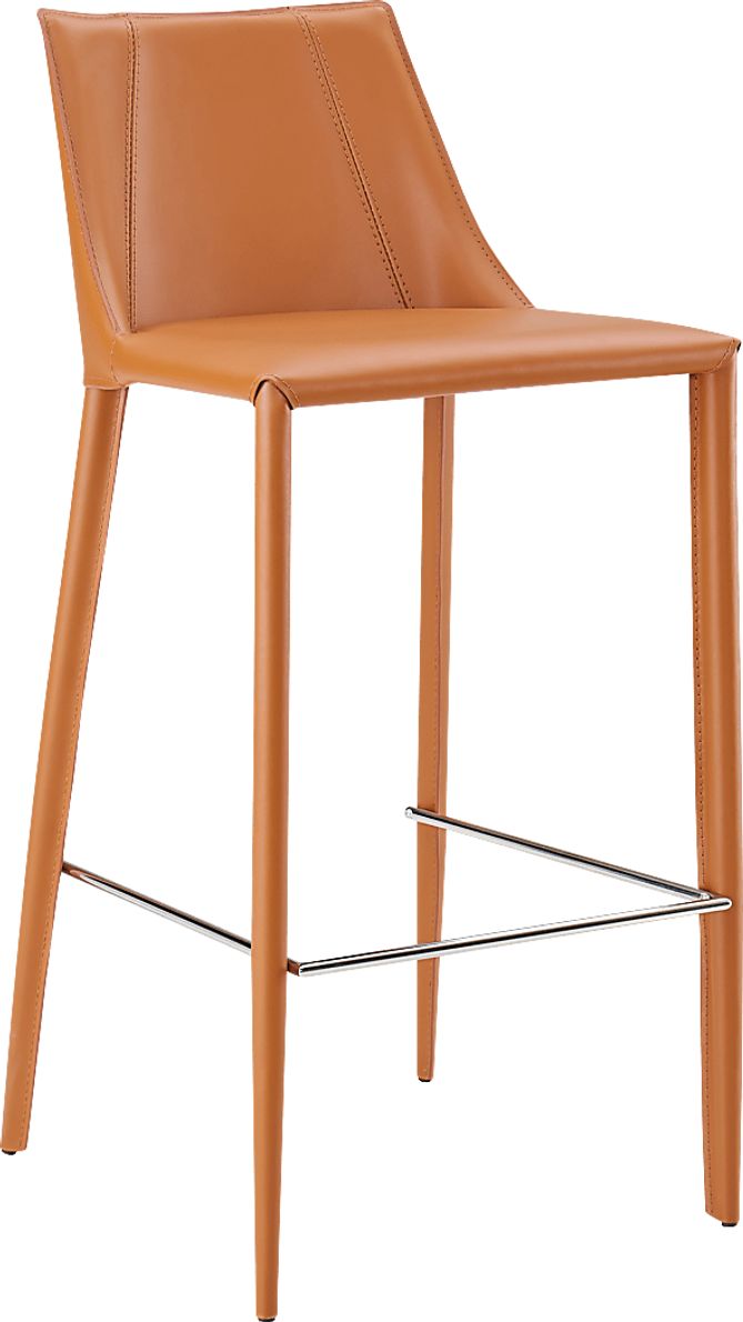 Monagin Cognac Red Leather Barstool - Rooms To Go
