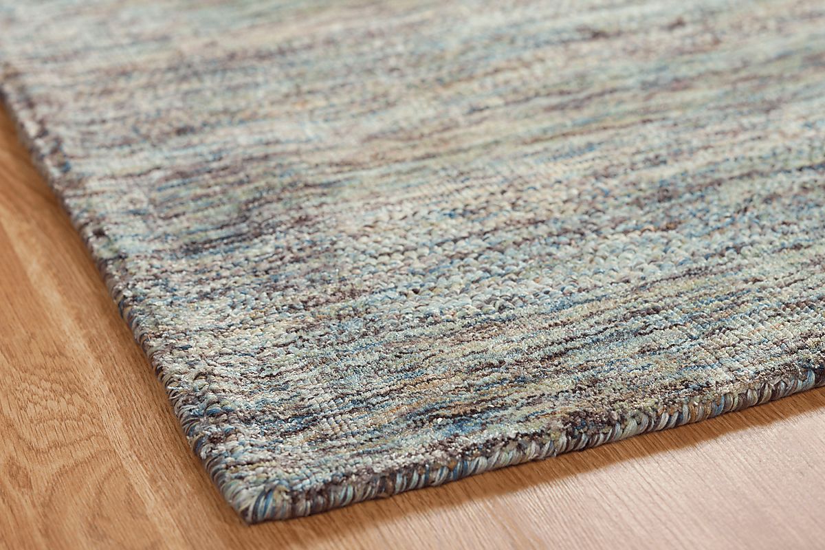 Moncha Aqua Blue Viscose Rug | Rooms to Go