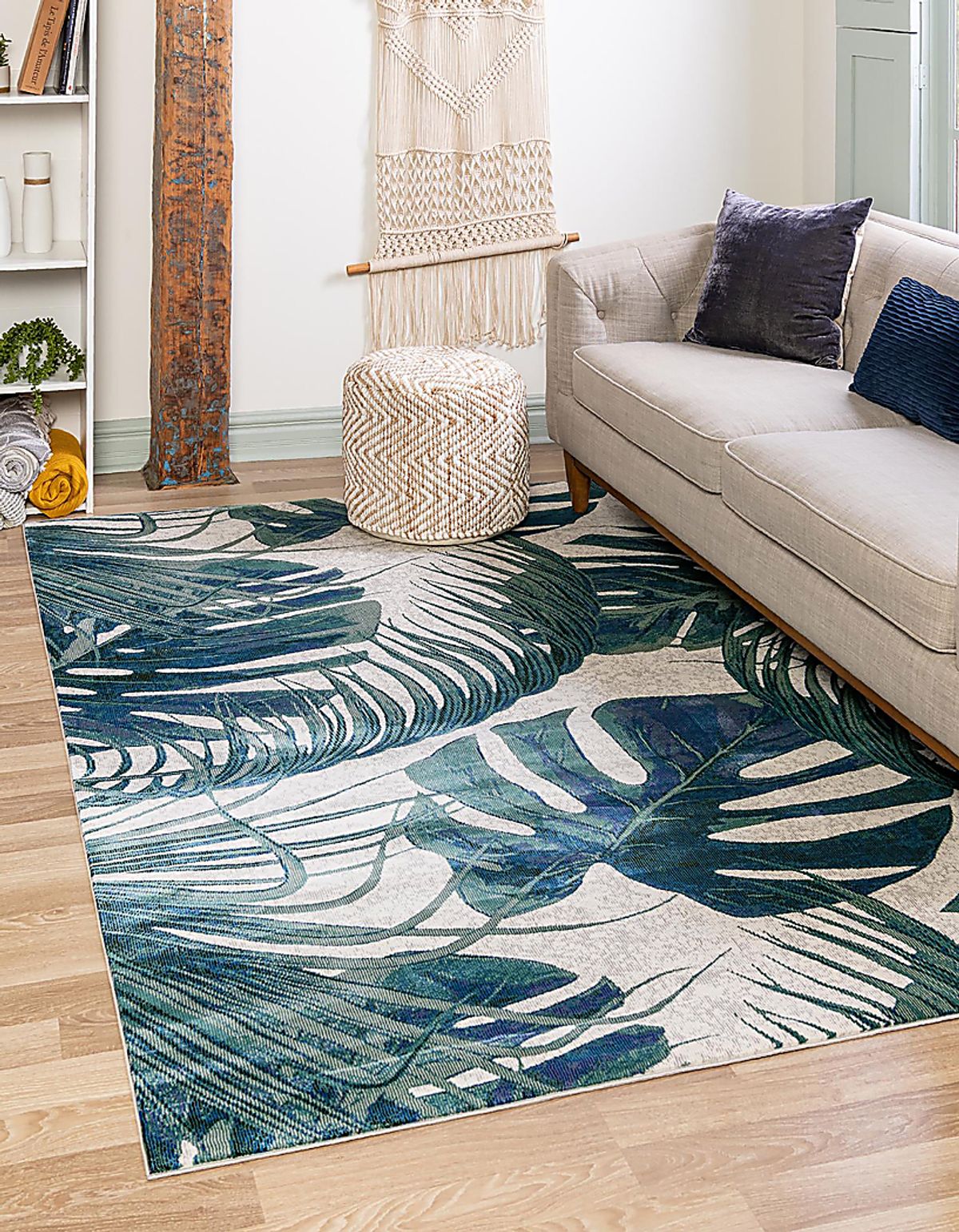 Monstera Blue,Green,Ivory Beige,Blue,Green Rugs | Rooms to Go