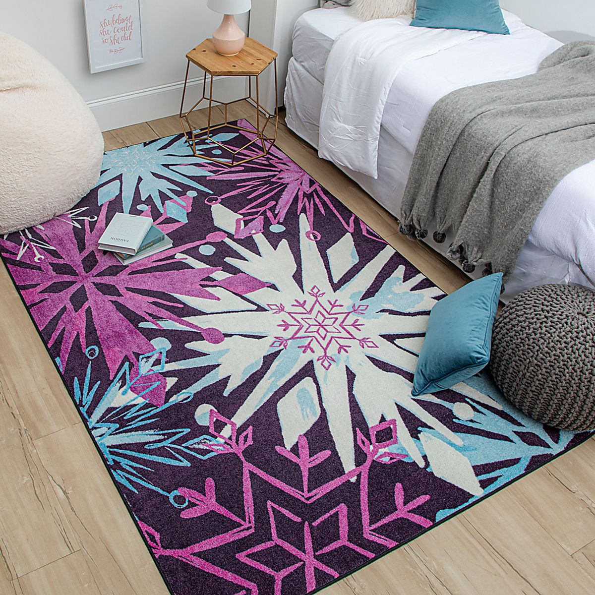 Disney Montage Of Snowflakes Multi Rug | Rooms to Go