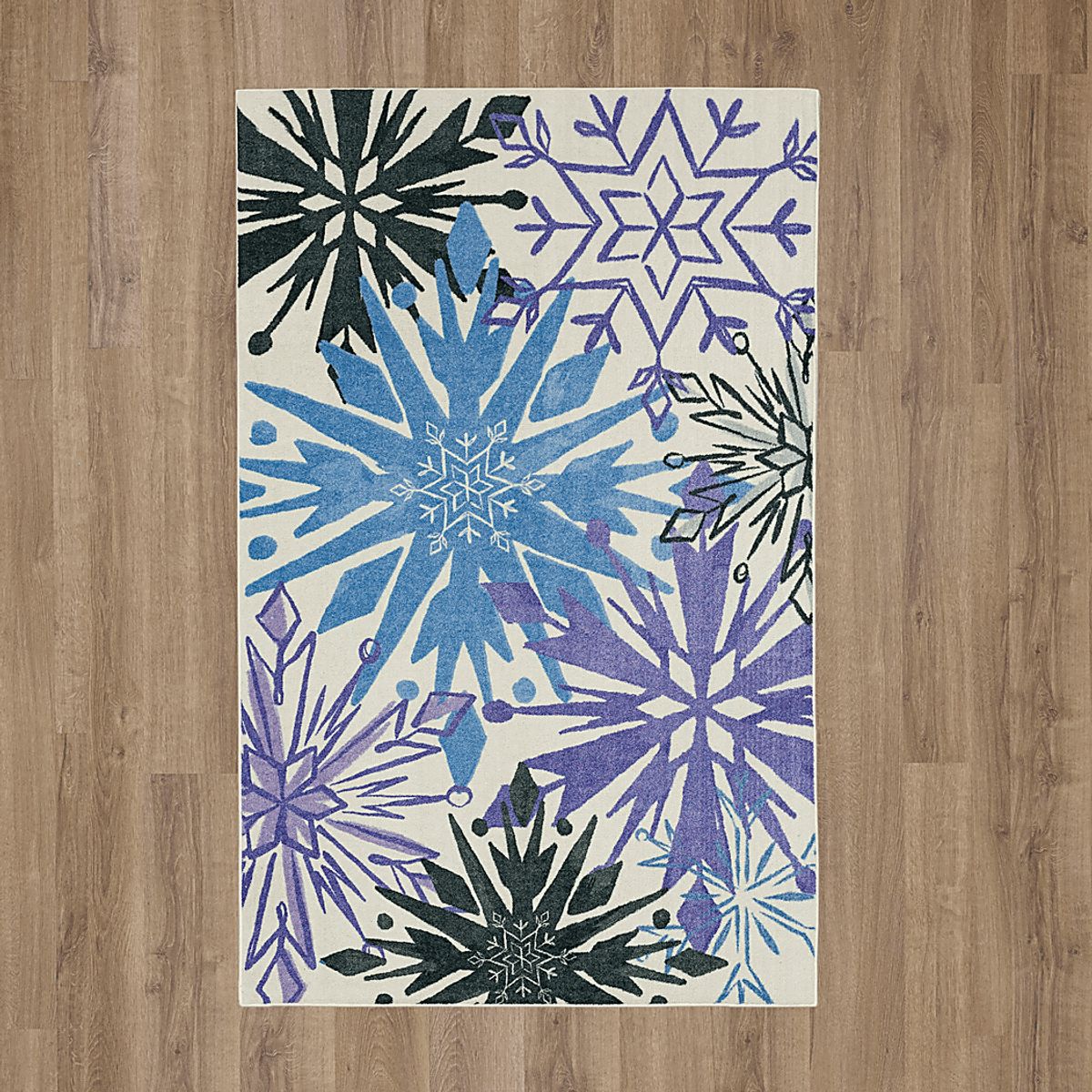 Disney Montage Of Snowflakes Blue,Multi,White Rug | Rooms to Go