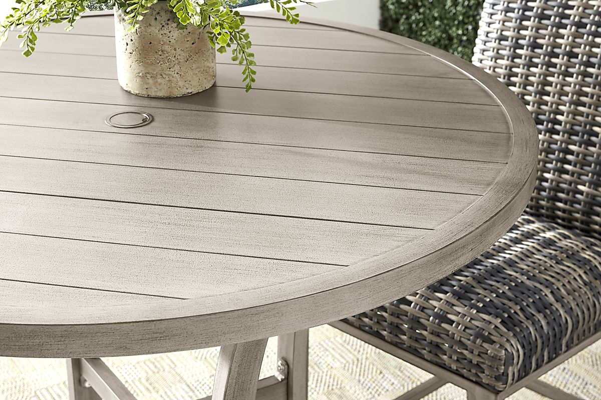 Montecello 5 Pc Gray Aluminum Outdoor Dining Set With 42 In. Round ...