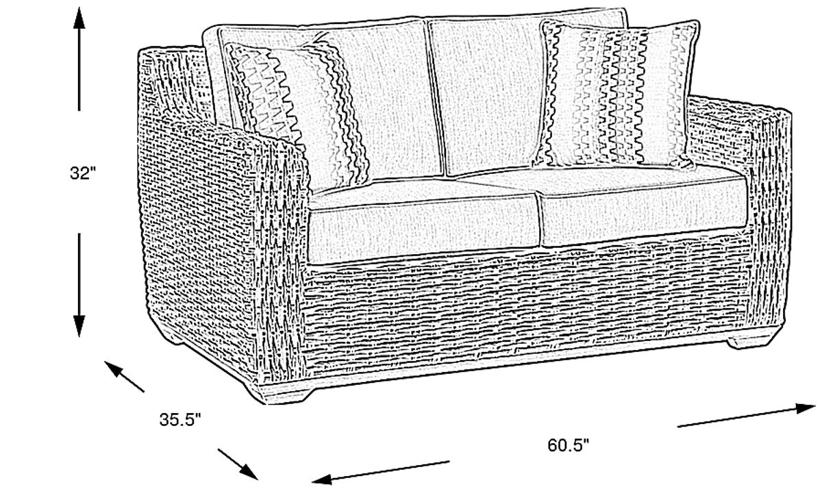 Montecello Gray Mist Blue Wicker Outdoor Loveseat | Rooms to Go