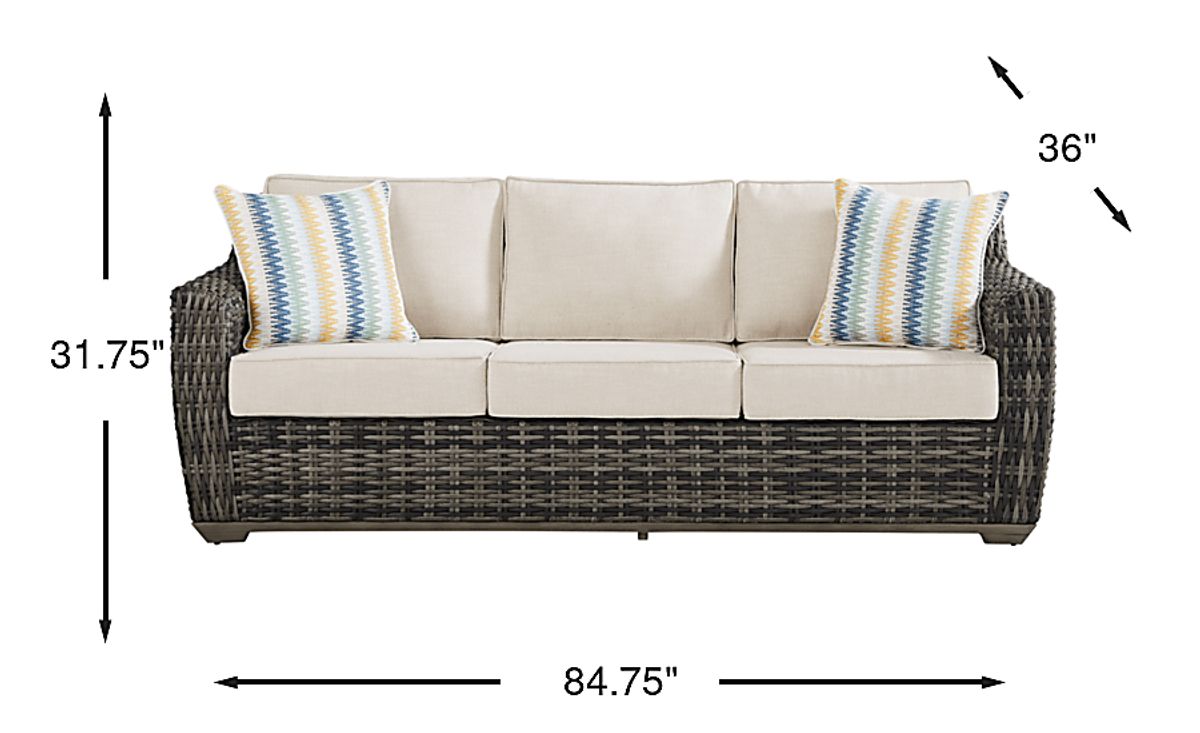 Cindy Crawford Montecello Gray Twine Beige Wicker Outdoor Sofa | Rooms ...