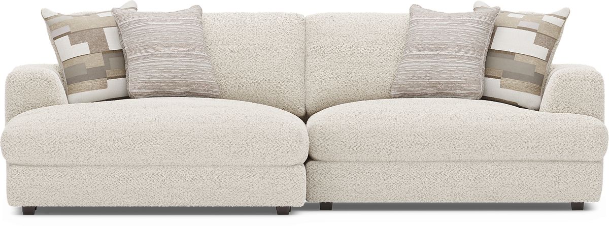 Drew & Jonathan Montecito White Chenille Fabric 2 Pc Xs With Left ...
