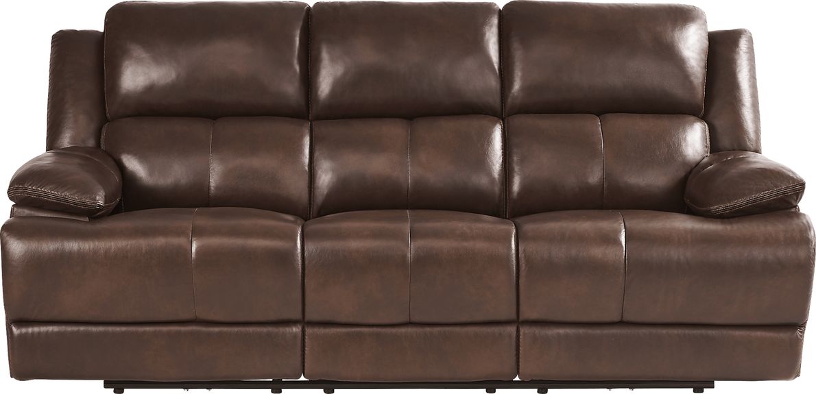 Montefano Brown Leather Non-Power Reclining Sofa - Rooms To Go