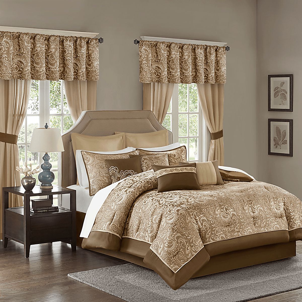Montegut Brown Microfiber,Polyester Fabric,Microfiber 24 Pc California ...