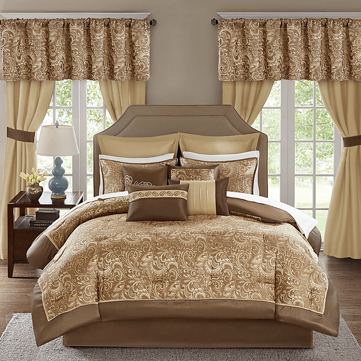 Montegut Brown Microfiber,Polyester Fabric,Microfiber 24 Pc Queen ...