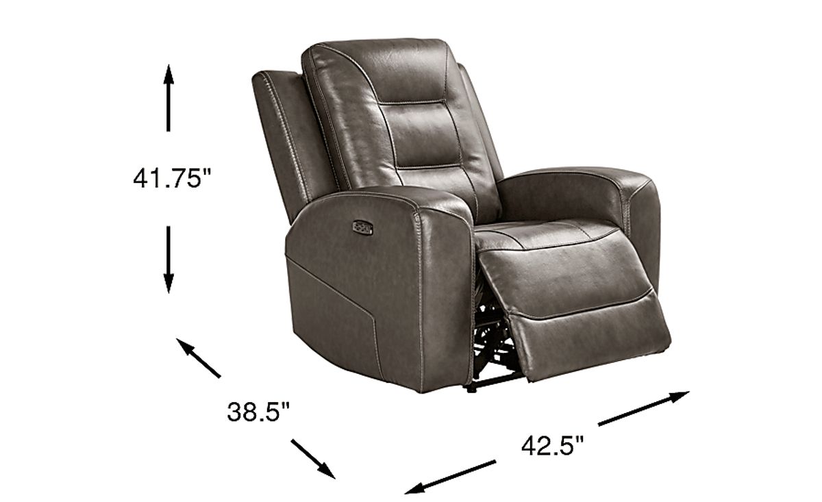 Montero Charcoal Black,Gray Leather Dual Power Recliner | Rooms to Go