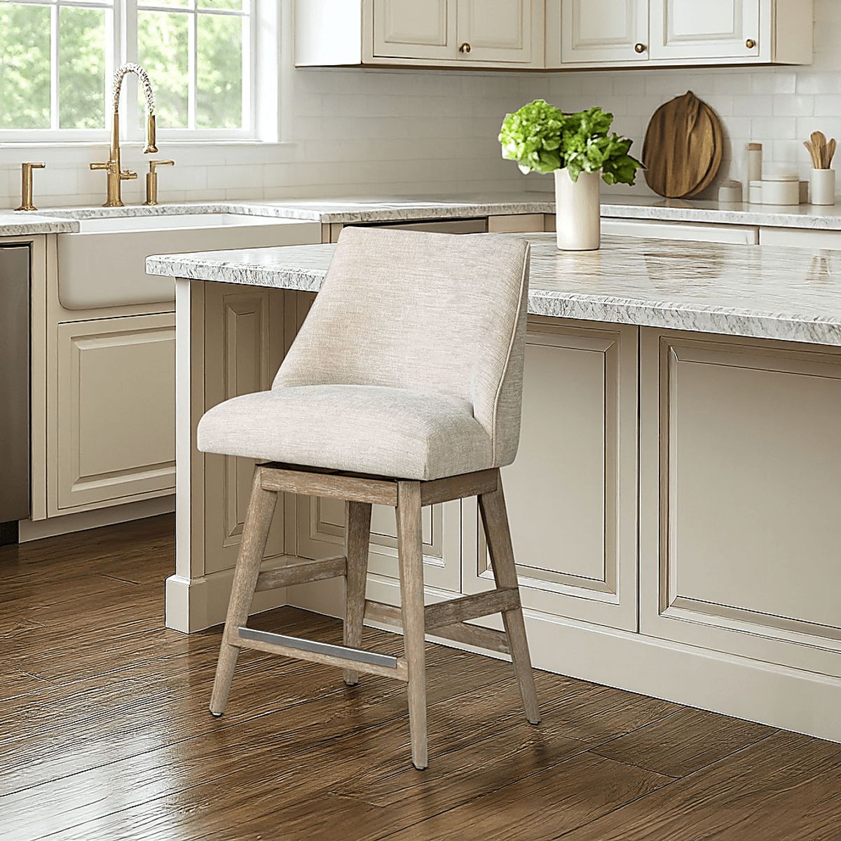Moonshadow Light Gray Polyester Fabric Counter Height Stool | Rooms to Go