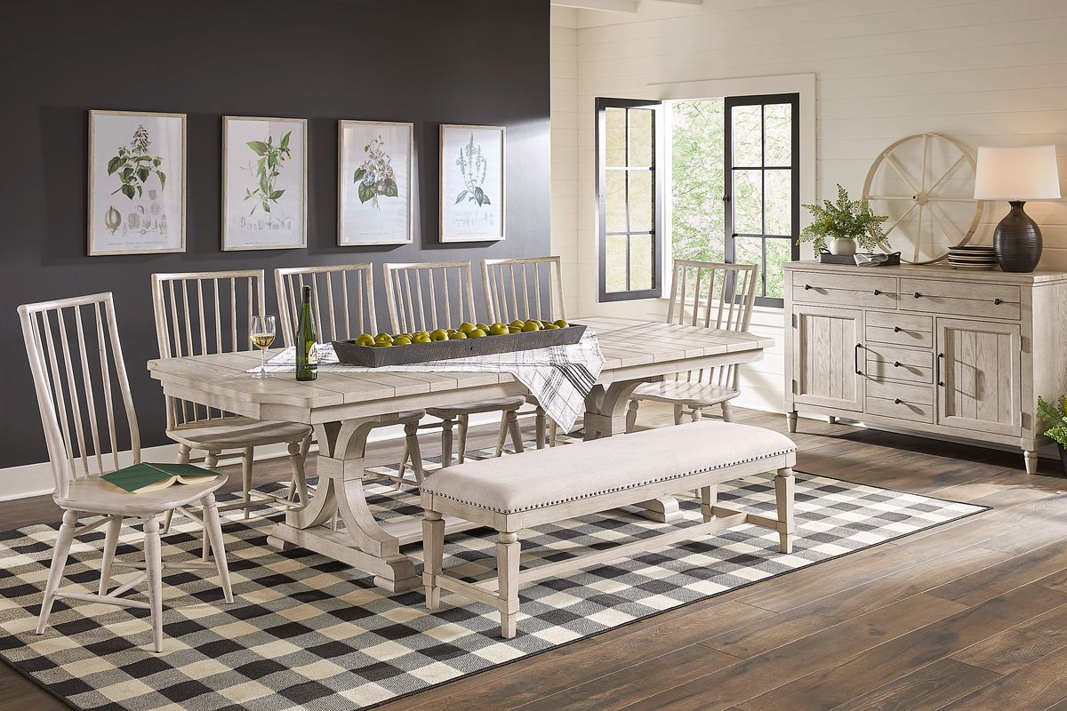 Morlan Road 8 Pc White Colors,White Dining Room Set With Dining Table ...