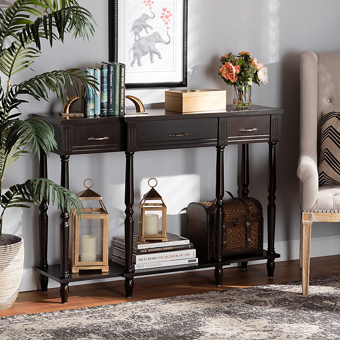 Motlow Dark Brown Sofa Table - Rooms To Go