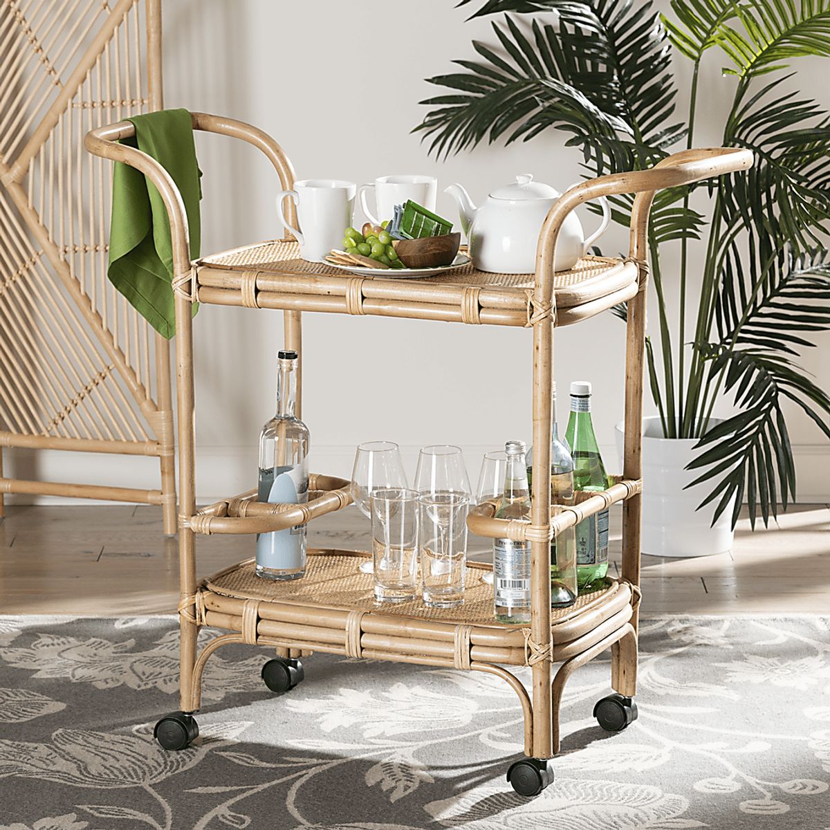 Mowrer Light Wood Fruitwood Brown Bar Cart | Rooms to Go