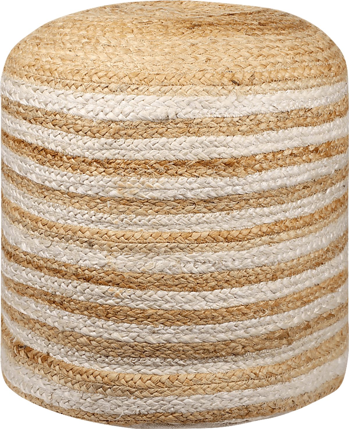 Mulemba Natural Beige,White Pouf | Rooms to Go