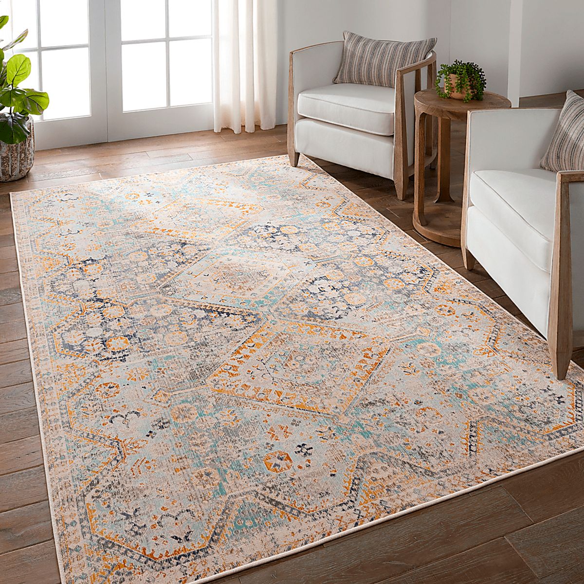 Mumbai Amber Beige,Yellow Polypropylene Fabric Outdoor Rug | Rooms to Go