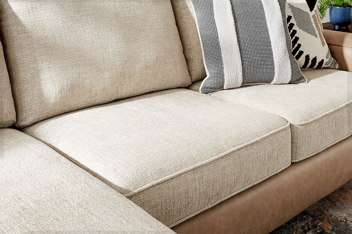 Murphy 5 Pc Beige Woven Living Room Set With 2 Pc Left Arm Chaise Sectional, Cocktail Table, End ...