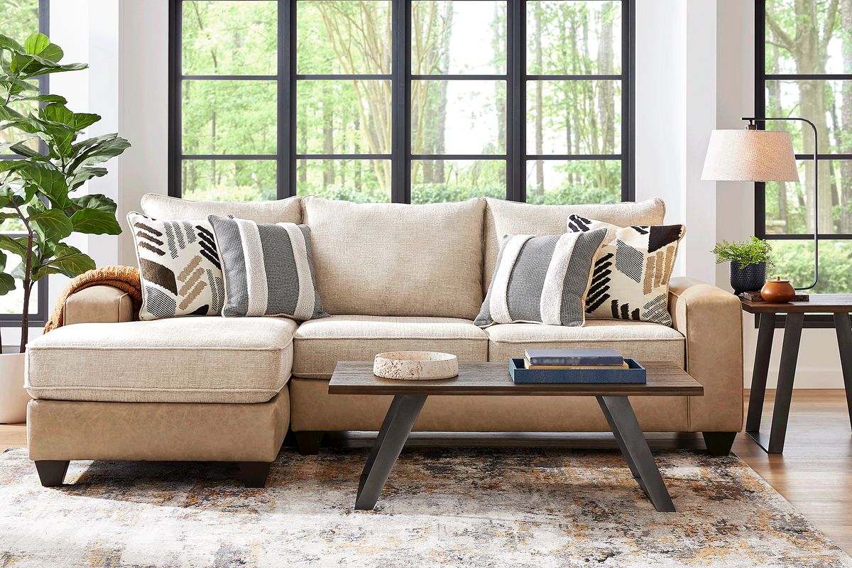 Murphy Beige Woven 2 Pc Left Arm Chaise Sectional | Rooms to Go