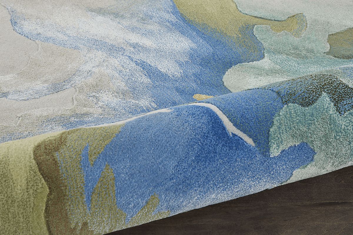 Nalina Seafoam Green Wool Fabric Rug | Rooms to Go