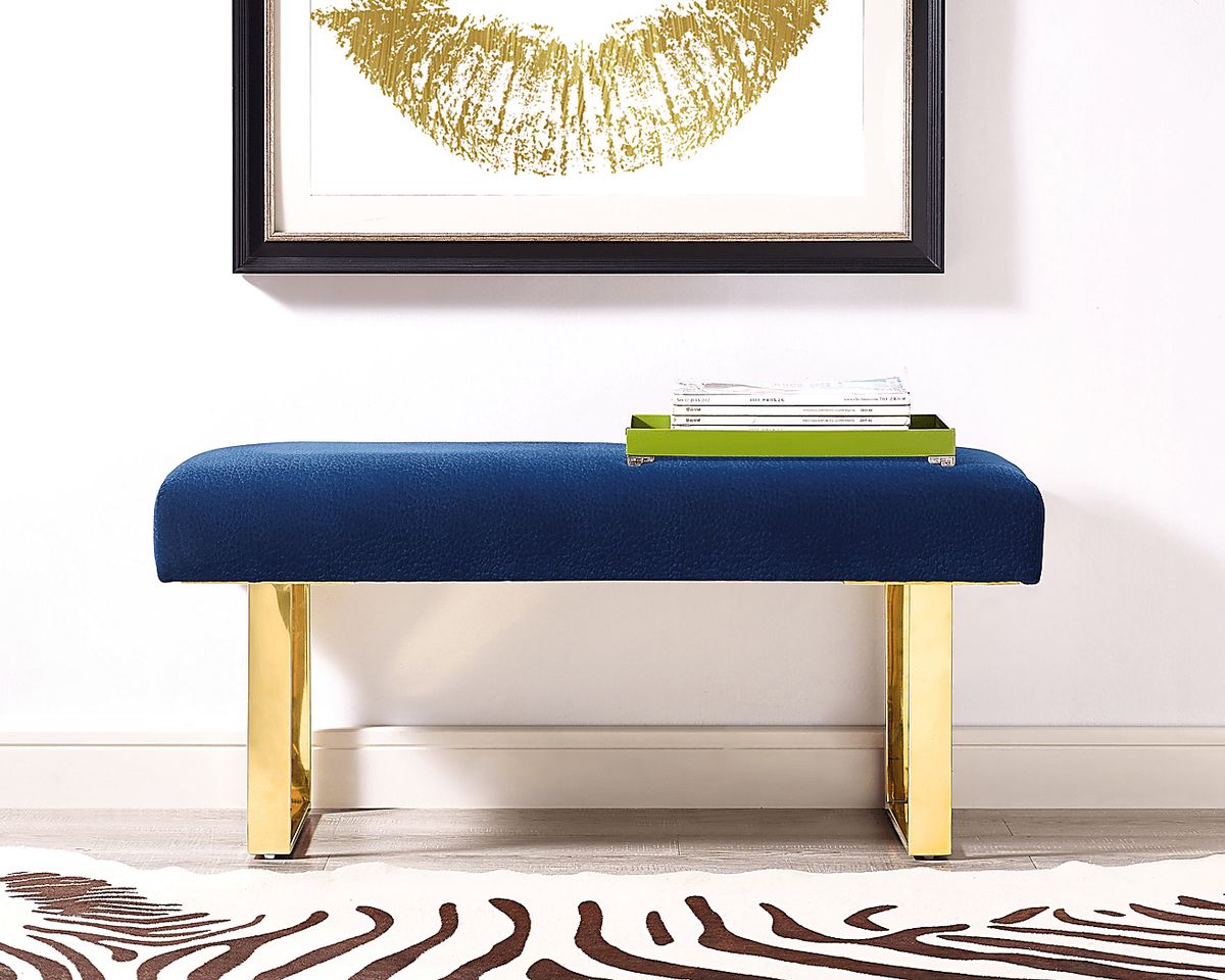Nanette Navy Blue Bench | Rooms to Go