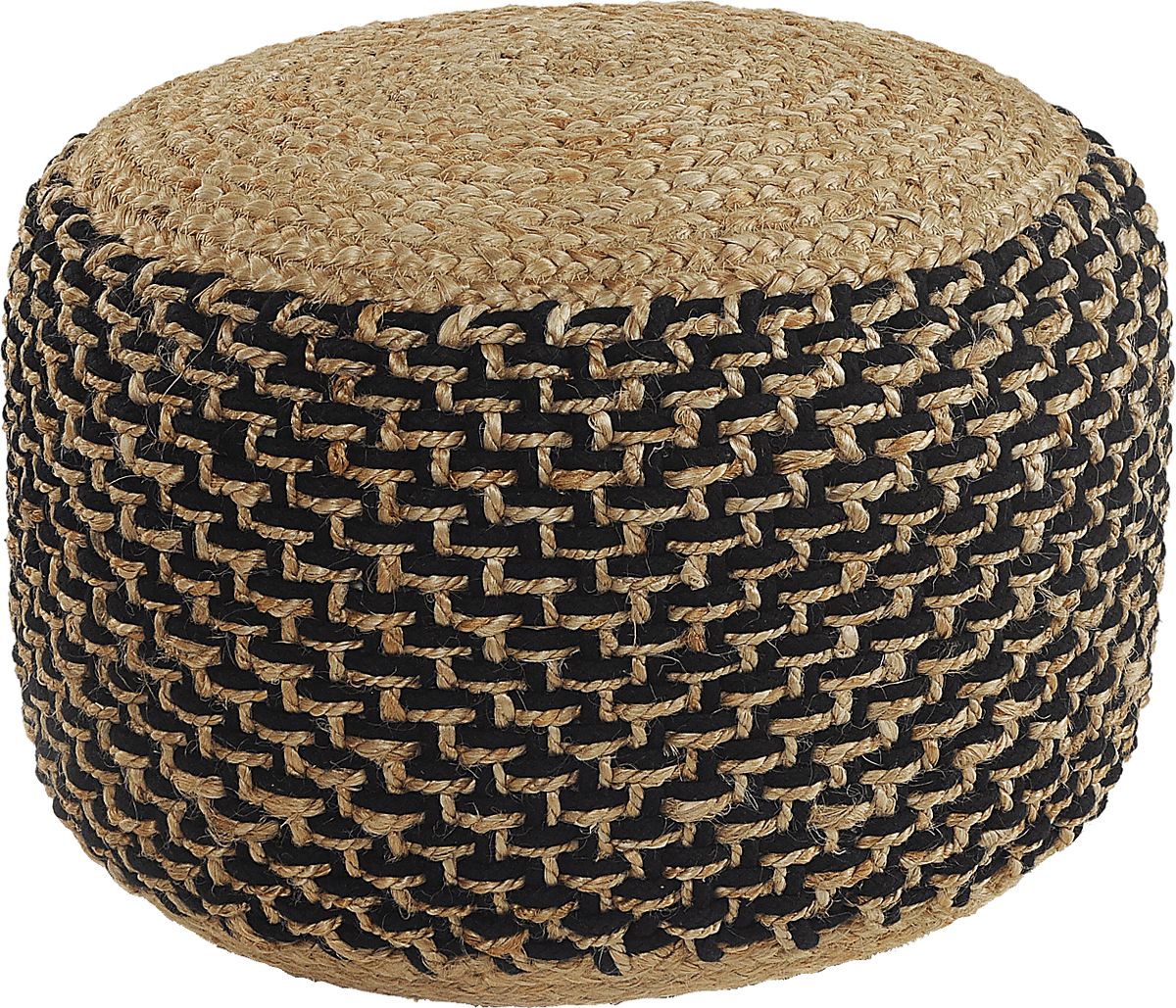Nanika Black,Natural Beige,Black,White Cotton,Jute Fabric Poufs | Rooms ...